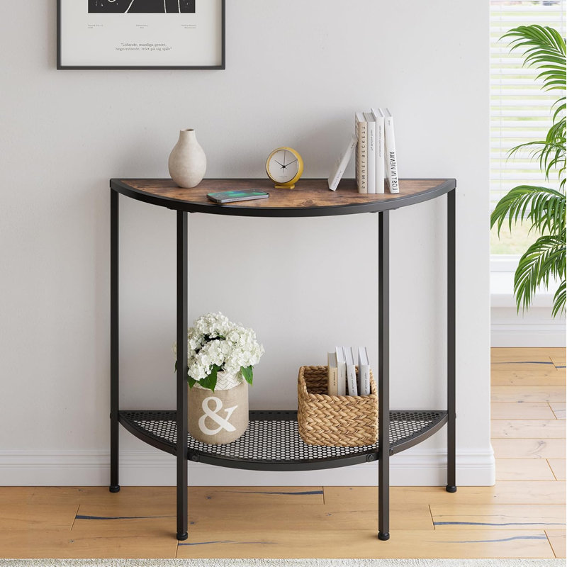 Ebern Designs Console Table 2 Tier Narrow Entryway Table With Storage,Half Moon Sofa Table Small ...